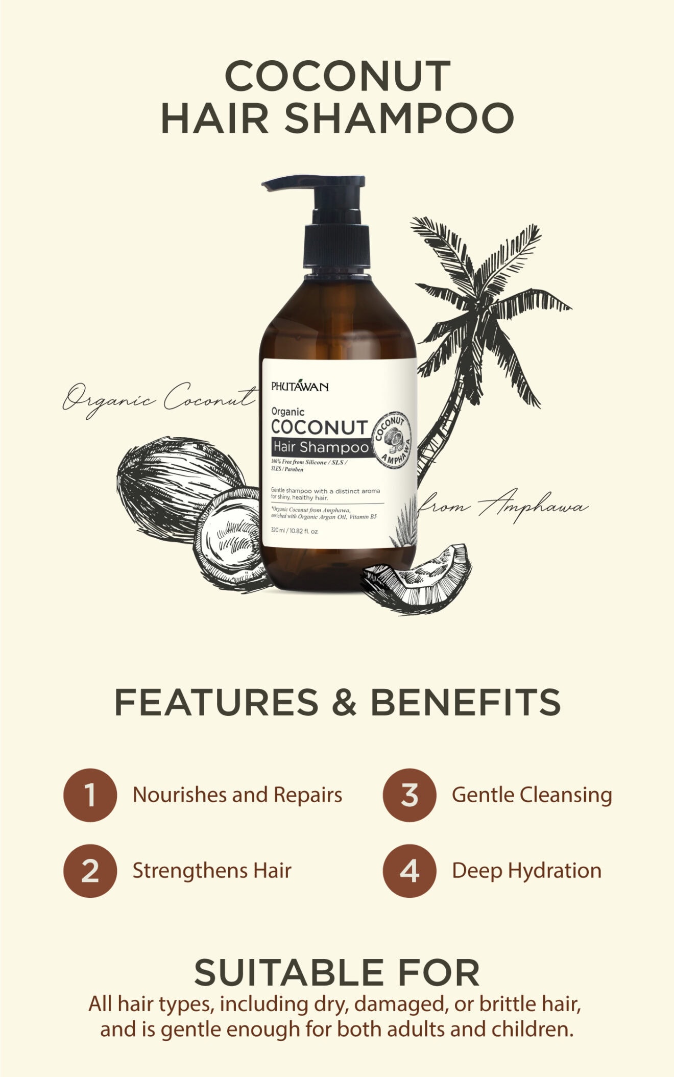 Organic Coconut Hair Shampoo - Phutawan Malaysia
