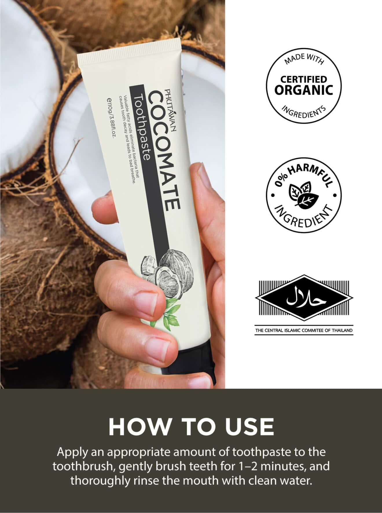 Cocomate Natural Premium Toothpaste - Phutawan Malaysia