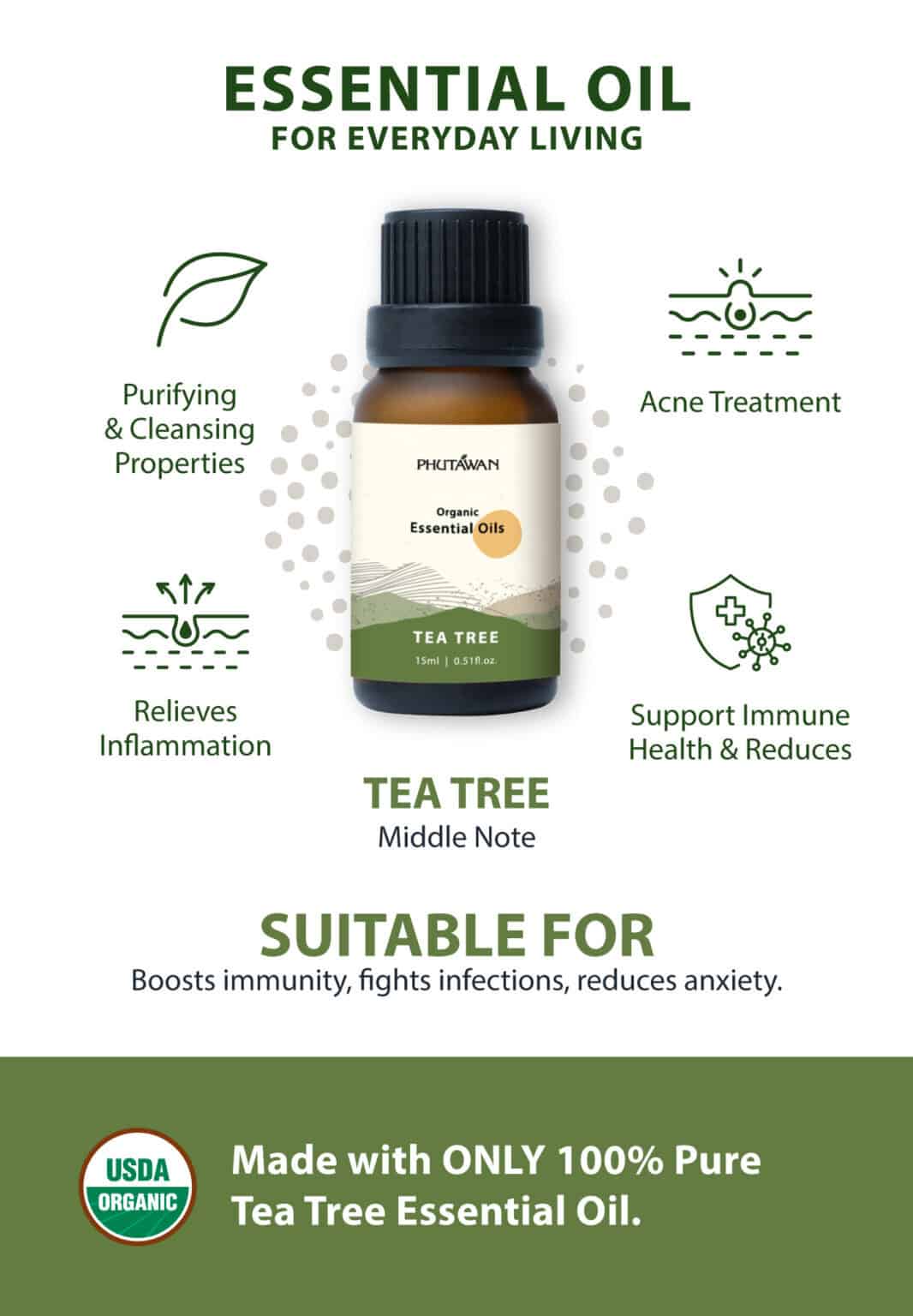 Organic Tea Tree Essential Oil - Phutawan Malaysia