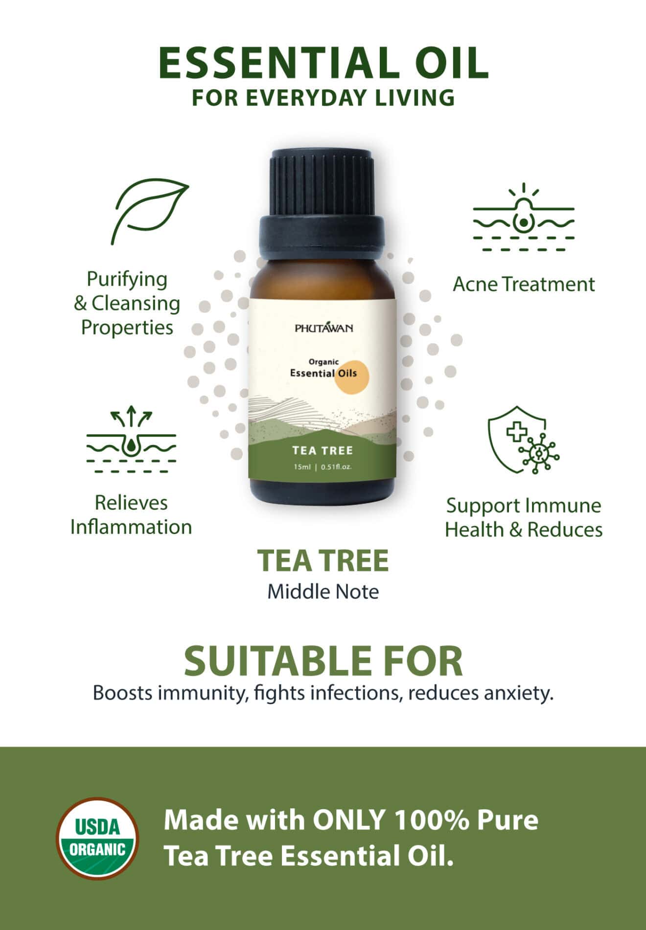 Organic Tea Tree Essential Oil - Phutawan Malaysia