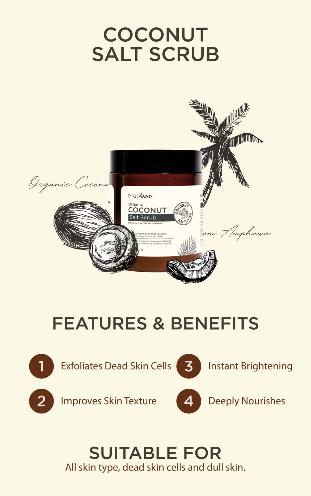 Organic Coconut Salt Scrub - Phutawan Malaysia